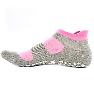 Busy Socks Pilates Socks with Grips for Women,Sticky Cardio Fitness Exercise Skidding Ballerina No Blister Socks,2 Pairs,Gray