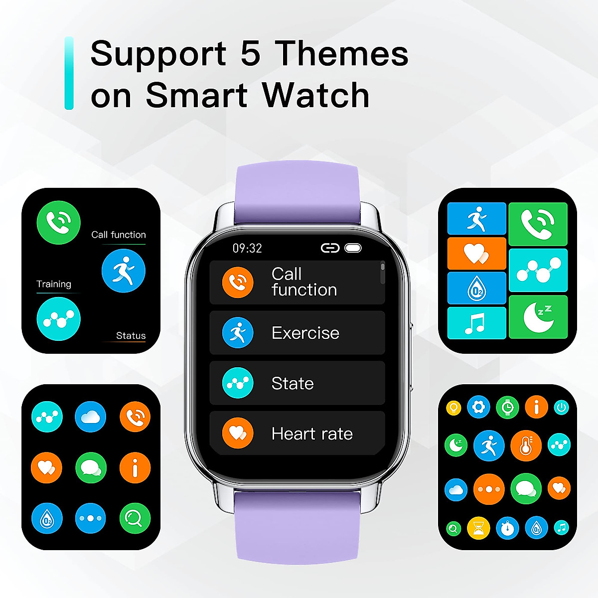 Popglory Smart Watch for Women & Men, 1.85'' Call Receive/Dial Smartwatch, Fitness Tracker with Blood Pressure/SpO2/Heart Rate Monitor, Fitness Watch with 2 Straps 3 Cables for iOS & Android Phones