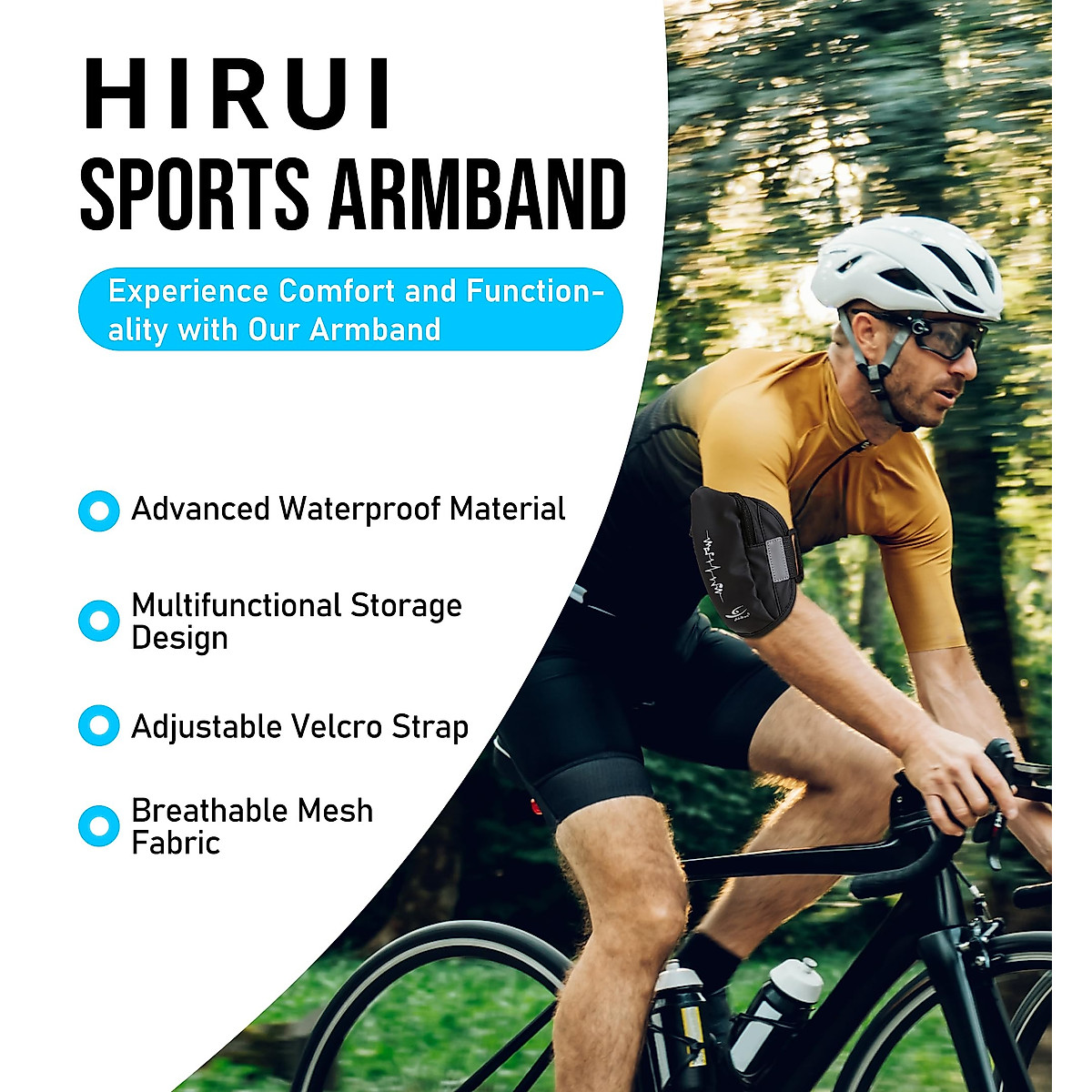 HiRui Universal Sports Armband Comfort Running Armband and Wristband Cell Phone Holder for Exercise Workout, Compatible with iPhone 15/14/Plus/Pro/13 Samsung Galaxy All Phones, Adjustable (Black)