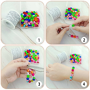 2 Rolls 1 mm Elastic Beading Cord for Bracelet Stretchy Elastic String for Jewelry Making Sewing Necklace 100 Meters Elastic Bracelets Cord Crafts Beading Thread DIY Crafting Cord (Black + White)