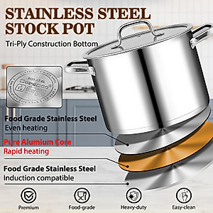 Rorence 8 QT Stainless Steel Stockpot,Large Stock pot with Clear Transparent Tempered Glass Lid for Soup Pasta Vegetable, Induction Cooking Pot for All Stoves, Oven & Dishwasher Safe