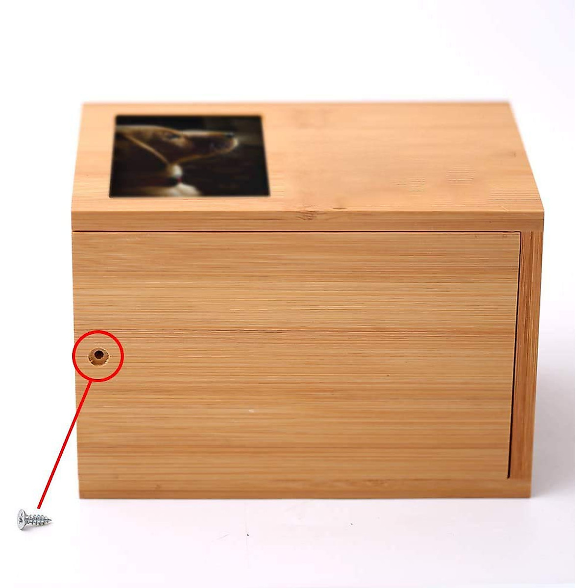 ODB Personalized Cremation Urns for Dogs Ashes, Wooden Pet Memorial Keepsake Urns, Photo Box Pet Cremation Urn