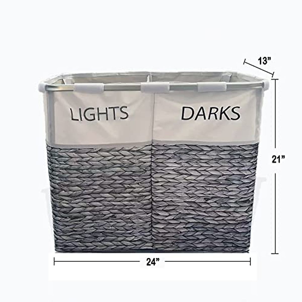 Shuoguoleilei 110L Double Laundry Basket, Rattan pattern Collapsible Laundry Hamper 2 section Sorter Bin Storage Bag for College Bathroom Bedroom Garage(Rattan)