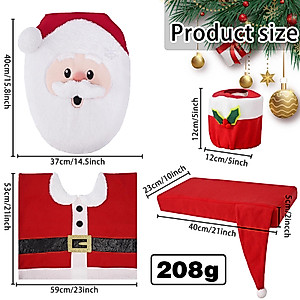 LIANXUE 4Pcs Christmas Theme Bathroom Decoration Set W/Toilet Seat Cover Rugs Tank Cover Toilet Paper Box Cover for Paper Box Cover