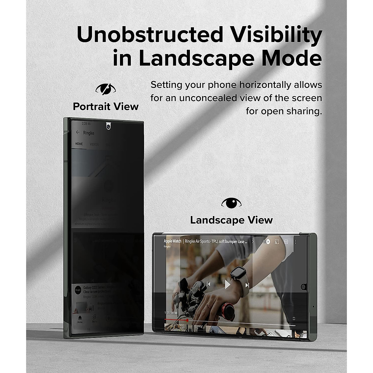 Ringke Privacy Dual Easy Wing [Anti-spy] Compatible with Samsung Galaxy S23 Ultra Privacy Screen Protector 5G, Self-Healing Properties Anti-Fingerprint Coating Film with Easy Application Kit