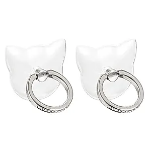 uxcell Transparent Phone Ring Holders, Diamond Clear Finger Grip Stand for Phone, Case, Tablet (Cat Shape), 2Pcs