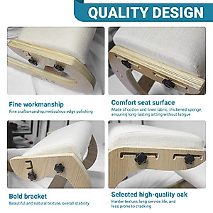 CHIESMA Ergonomic Kneeling Chair with Back Support, Adjustable Height Wooden Kneeling Chair - Improve Posture with an Angled Seat, Rocking Knee Posture Chair with Cushion for Home,Office, Ivory