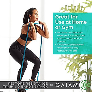 Gaiam Restore Resistance Training Workout Pull Up Bands 3 Pack - Extra-Strong Durable Progressive Resistance Exercise Loop Cords for Assisted Pull Ups and Strength Bands Training