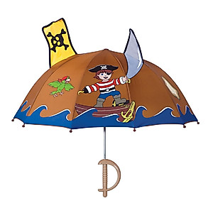 Kidorable Pirate Umbrella, Brown, One Size for Toddlers and Big Kids, Lightweight Child-Sized Nylon Rain Proof Umbrella