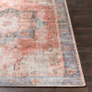 Livabliss Suri Vintage Washable Area Rug 5'3" x 7'3", Rust/Blue