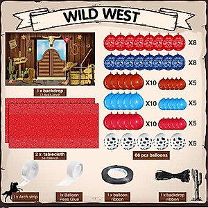 Western Cowboy Party Decoration Wild West Cowboy Photography Backdrop, Bandana Tablecloth and Western Cowboy Balloons, Western Cowboy Theme Party Supplies for Kids Birthday Baby Shower Party