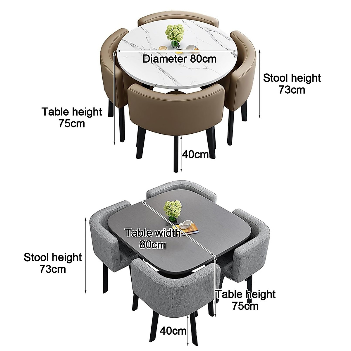 Round Dining Table Set With 4 Chair,Small Office Conference Room Tables And Chairs,Round Tables Conference,Space-Saving,Modern Leisur Dining Room Furniture For Kitchen Lounge Living Room ( Size : B6 )