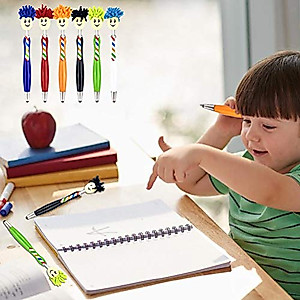Yarachel Mop Topper Pens - Screen Cleaner Stylus Pens 3-in-1 Stylus Pen Duster Creative Gel Ink Rollerball Pen for School Home Office Stationery Store Kids Girls Gift (6 Colors, 24 Pieces)
