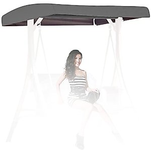 Garden Swing Seat Canopy Replacement, Swing Canopy Cover 3 Seater, Waterproof Swing Chair Top Cover Roof Sun Shade Sun Lounger for Outdoor, UV Resistent,Green,191 * 120 * 18/23cm ( Color : Gray , Size