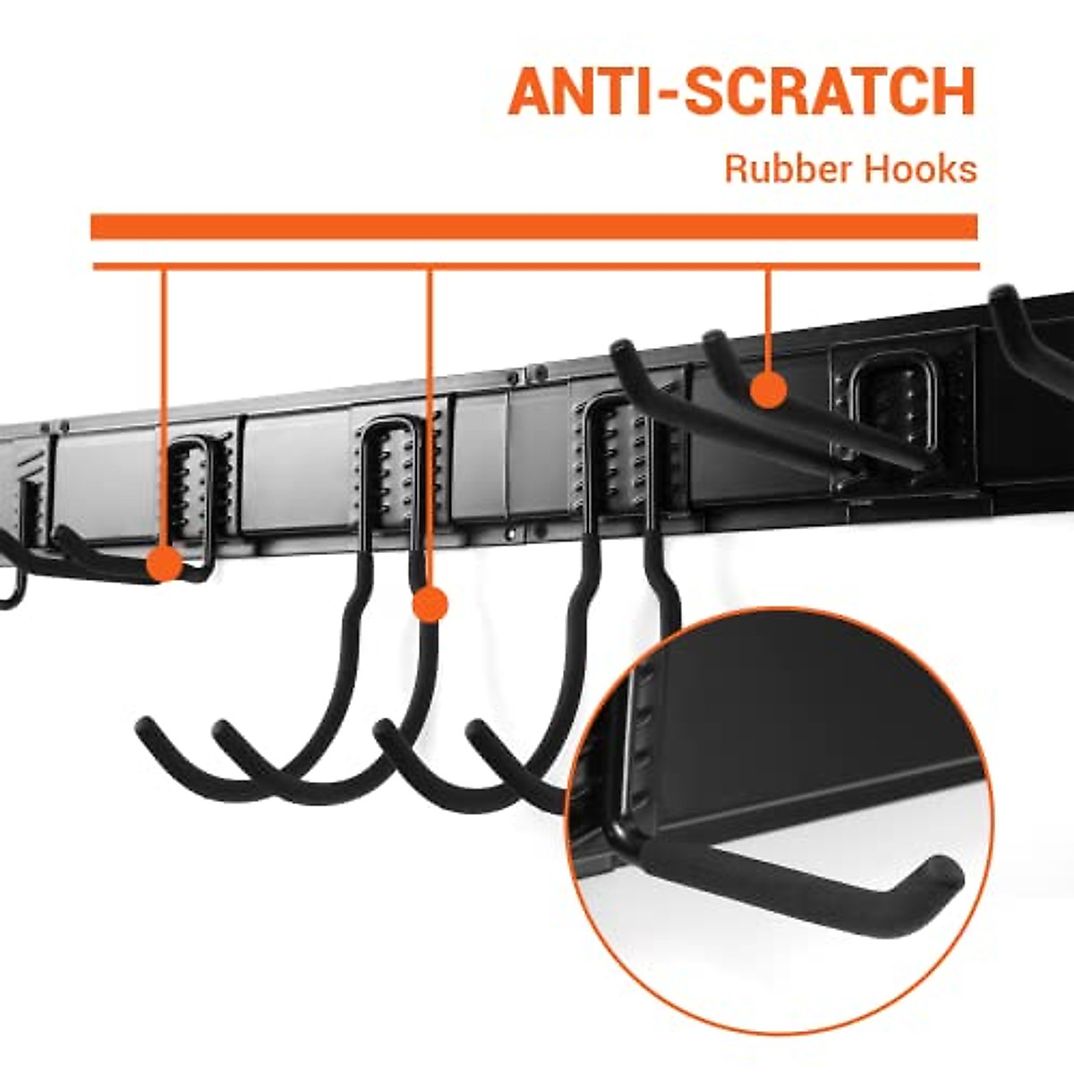 QualStorage Tool Storage Rack 15 PCS Adjustable Heavy Duty Garden Organizer Wall Mount Garage Hanger(11 Hooks, 4 Rails)