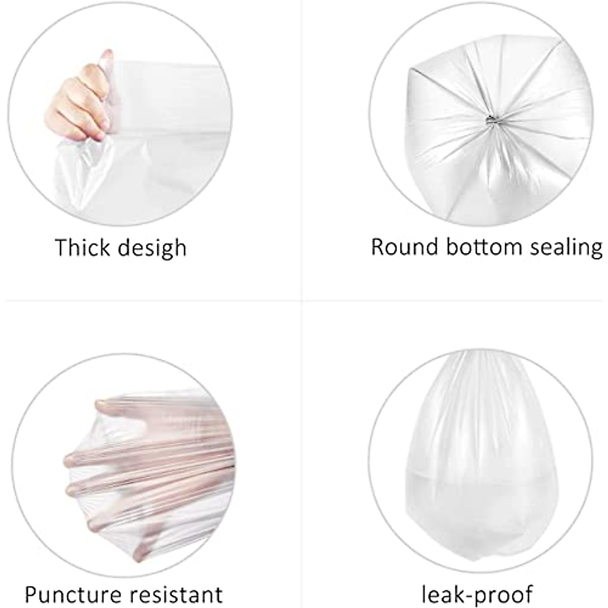 80 Counts Strong Trash Bags Garbage Bags by Teivio, Bathroom Trash Can Bin Liners, Small Plastic Bags for home office kitchen (13 Gallon, White)