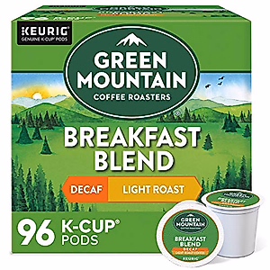 Green Mountain Coffee Roasters Breakfast Blend Decaf, Single-Serve Keurig K-Cup Pods, Light Roast Coffee Pods, 24 Count (Pack of 4)