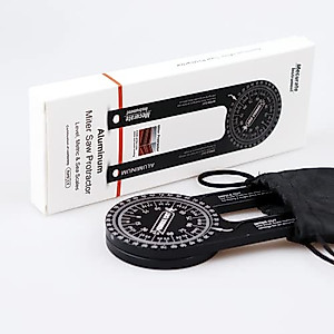 Mecurate Aluminum Miter Saw Protractor, 7.3-Inch Angle Finder Featuring Precision Laser Engraved Scales Woodworking Lightning Measure Tool with 360 Degree Rotation Function for Carpenters