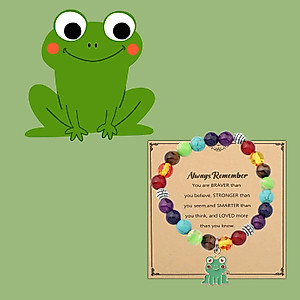 WSNANG Frog Bracelet Frog Lovers Gift Insect Animal Lover Gift You Are Braver Stronger Smarter Than You Think Message Card Jewelry (Frog Always C-Br)