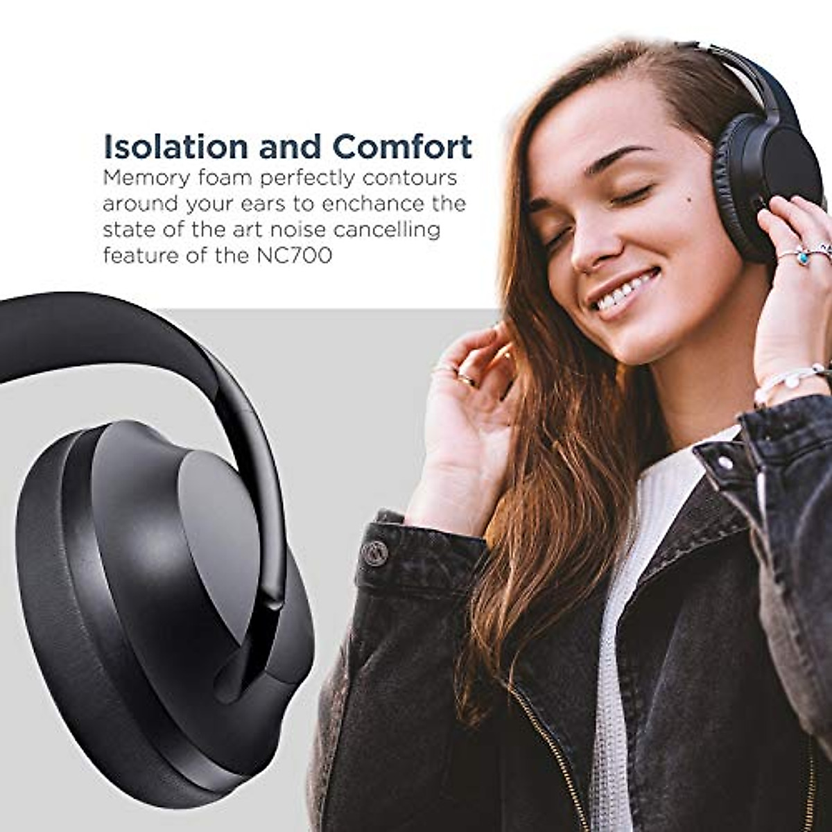 Encased Replacement Ear Pads for Bose 700 Noise Canceling Headphones Comfort PU Leather Ear Cushion Set (Black)