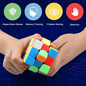 STEAM Life Speed Cube Set 8 Pack Magic Cube | Includes Speed Cubes 3x3, 2x2, 4x4, Pyramid Cube, Megaminx Cube Bundle Collection Cube Toys for Kids & Adults