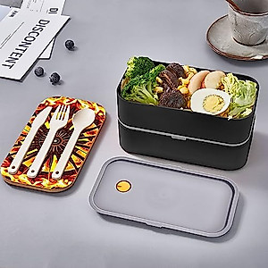 Turning The Flame Adult Lunch Box, Bento Box, With Cutlery Set Of 3, 2 Compartments, Rectangular, Lunch Box For Adults