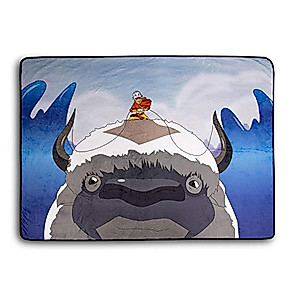 Avatar: The Last Airbender Aang and Appa Plush Throw Blanket | Cozy Sherpa Blanket | Super Soft Lightweight Fleece Blanket | Geeky Home Decor | 45 x 60 Inches