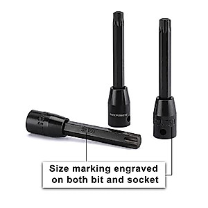 MIXPOWER Extra Long Torx Bit Socket Set, 3.5-inch Length, Torx Bit in 3/8" Drive T30 - T70, 8 Pieces Set
