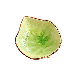 WAIT FLY Lovely Grape Leaves Shaped Ceramics Seasoning Dishes/ Tea Bag Holders/ Ketchup Saucer/ Appetizer Plates/ Vinegar Spice Salad Soy Sushi Wasabi Seasoning Dipping Bowls, Set of 3