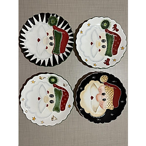 Anka Handcrafts - Christmas Home Decors – Tonton Santa Claus - Handmade & Handpainted Ceramic Plates with Unique Embossed Surface – w Navy Int. Velvet Case – Christmas for Homes 775
