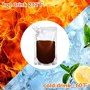 Meanplan 200 Pcs Plastic Flask Reusable Plastic Pouches Bulk Cruise Plastic Pouches with Funnel Leak Proof Bags Juice Pouches Travel Clear Containers for Adults Women Men Pool(8 oz)