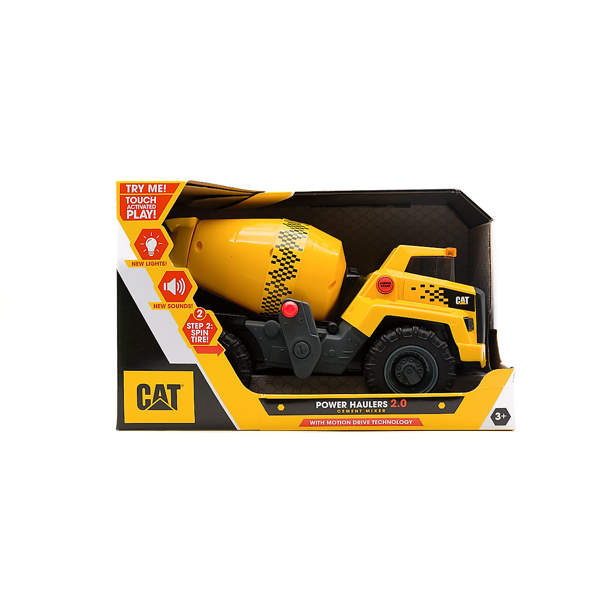 CAT Construction Toys, 11.5" Power Haulers 2.0 Cement Mixer, Realistic Lights and Sounds, Motion Drive Technology, Working Features, & Realistic Construction Experience