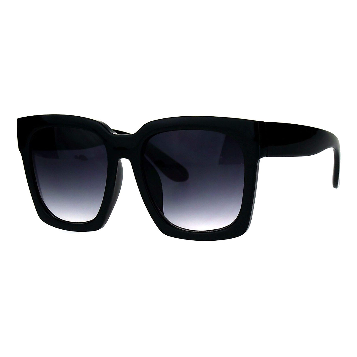 JuicyOrange SUPER Oversized Square Sunglasses Womens Modern Hipster Fashion Shades (shiny black (gradient lens), 55.5)
