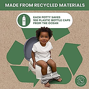 Delta Children PerfectSize Potty - Made with Eco-Friendly Recycled Ocean Material, White/Grey