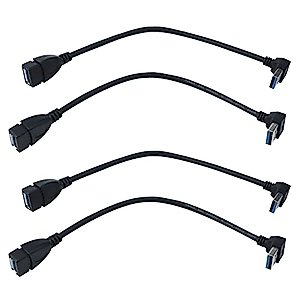 Antrader USB 3.0 Right Angle 90 Degree UP & Down Extension Cable Male to Female Converter Data Adapter Cord 2 Pairs