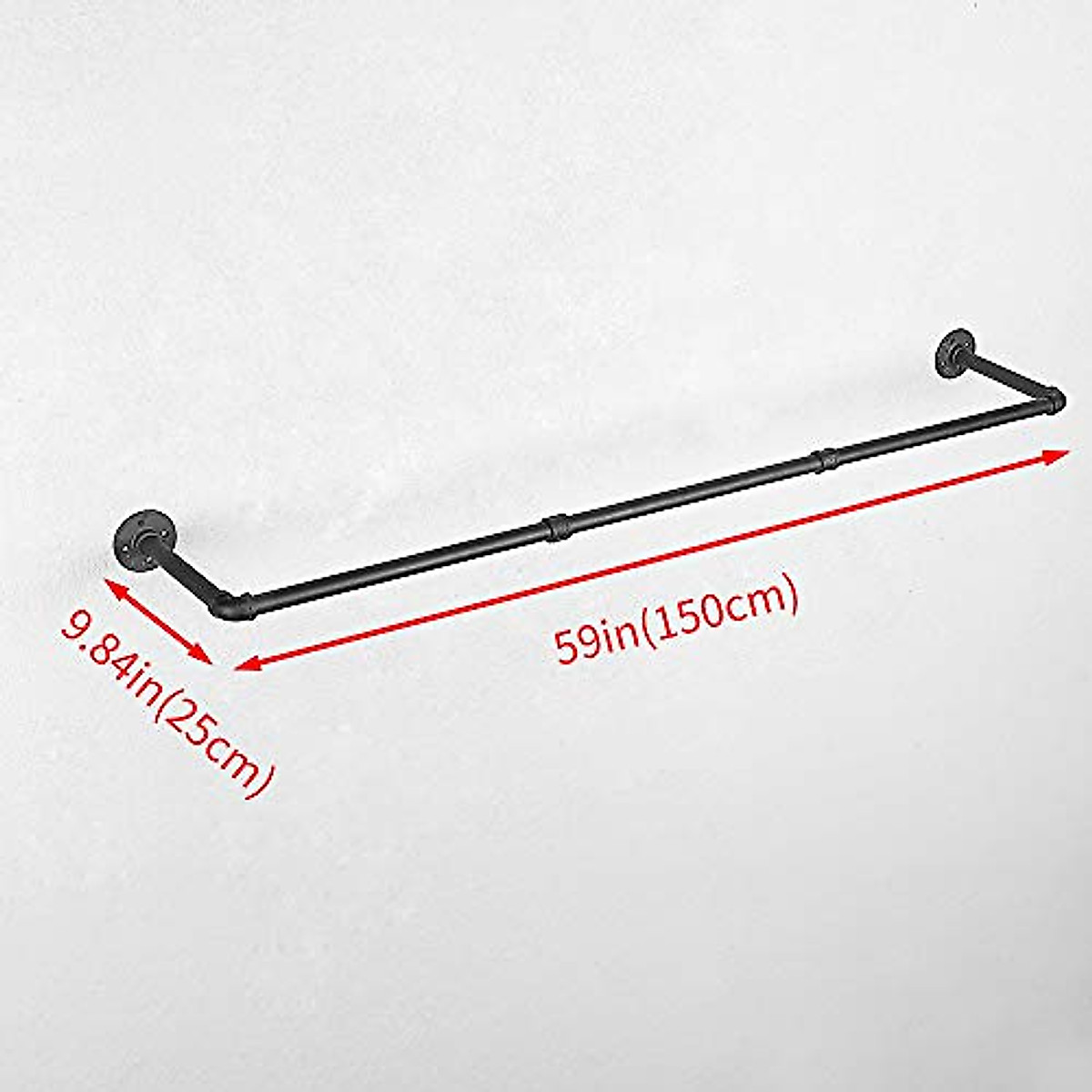 Industrial Pipe Clothing Rack Wall Mounted,Vintage Retail Garment Rack Display Rack Cloths Rack,Metal Commercial Clothes Racks for Hanging Clothes,Iron Clothing Rod Laundry Room(59in,Black)