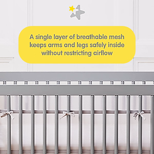 BreathableBaby Breathable Mesh Liner for Full-Size Cribs, Deluxe 4mm Mesh, White Ruffle (Size 4FS Covers 3 or 4 Sides)