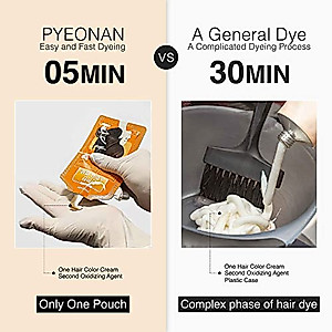 PYEONAN Instant Permanent Hair Dye Shampoo - Easy & Fast Hair Coloring for Men Women, Natural Black Hair Color, 5 PCS (Brown)