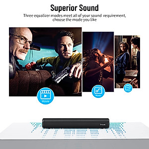 littoak Small Sound Bar for TV, Soundbar with Bluetooth 5.0/HDMI/Optical/USB/AUX/Coax Connection, 50 Watt 16 Inch Soundbars for Home Theater, Wall Mountable (SE04)
