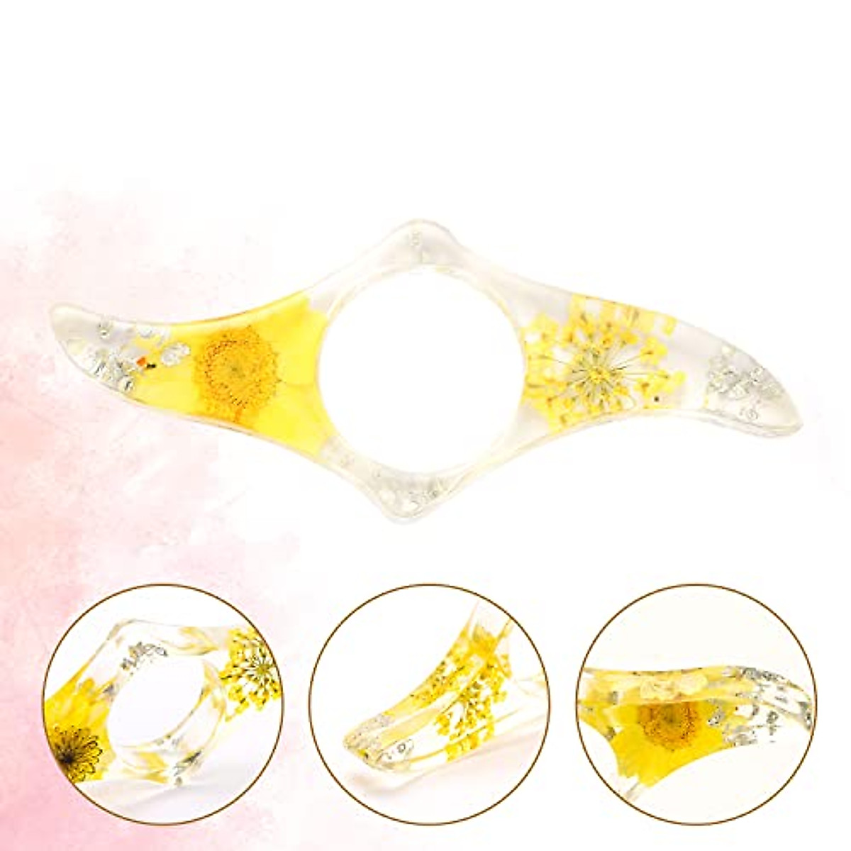 BENBO 2PCS Flower Acrylic Bookmarks, Resin Dried Flower Book Page Holder Handmade Floral Bookmarks with Colorful Tassels Transparent Thumb Ring Page Holder for Reading Students Teachers (B)