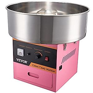 VEVOR Electric Cotton Candy Machine, 1000W Commercial Floss Maker with Stainless Steel Bowl, Sugar Scoop and Drawer, Perfect for Home, Kids Birthday, Family Party, Without Cover, Pink