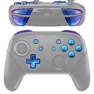 eXtremeRate Purple Blue Chameleon Repair ABXY D-pad ZR ZL L R Keys for Nintendo Switch Pro Controller, DIY Replacement Full Set Buttons with Tools for Nintendo Switch Pro - Controller NOT Included