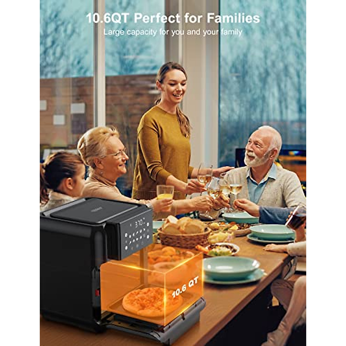 Innsky 10.6 Quart Air Fryer Oven with Rotisserie & Dehydrator, 【Patent & Safety Certs】10-in-1 Air Fryers Toaster Oven Combo, Airfryer Countertop Oven, 6 Accessories, 32+ Recipes, ETL Certified, 1500W