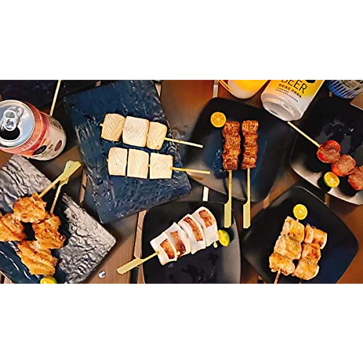 Gmark Bamboo Paddle Skewers 8" 100pc/Bag, Kabob Skewers, BBQ Skewers for Outdoor Grilling GM1076