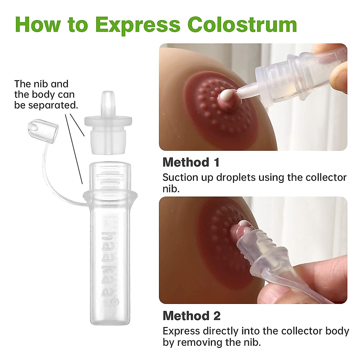 haakaa Manual Breast Pump 5oz/150ml & Colostrum Collector Kit for Breastfeeding (0.1oz/4ml, 6 pk)