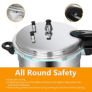 Fulgutonit 5.3 Quart Pressure Cooker, 10 Psi Induction Compatible Pressure Canner, Heavy Gauge Anodized Aluminum, Canning Rack Included
