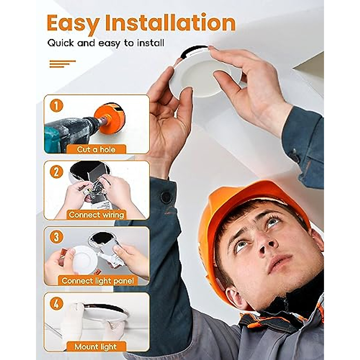 Sunlake 12 Pack Recessed Lighting 4 inch, Ceiling Lights 5 in 1, Canless Ultra Thin LED 5CCT Dimmable 2700K/3000K/3500K/4000K/5000K Selectable, 650 Lumens, 10W=65W Eqv, ETL, Energy Star Certified