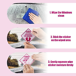 SAVITA 2pcs Baby Bumper Sticker, Little Princess on Board Car Sign Baby Car Sticker Safety Warning for Various Vehicles (Pink)