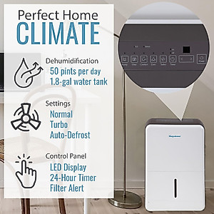Keystone 50 Pint Dehumidifier Electronic Controls, White (KSTAD504E)