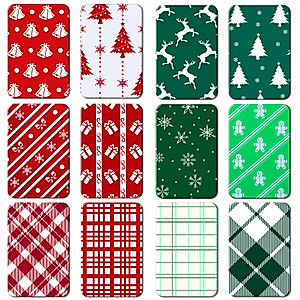 Blulu 12 Pcs Christmas Gift Card Holders, Plaid Patterns Tin Boxes Xmas Small Gift Card Box with Lids for Money Greeting Card Holiday Party Favors Gift Giving Stocking Stuffers, 4.92 x 3.15 x 0.6 Inch
